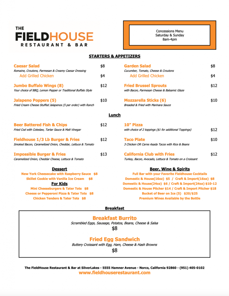 sportsmenu - The FieldHouse Restaurant & Bar